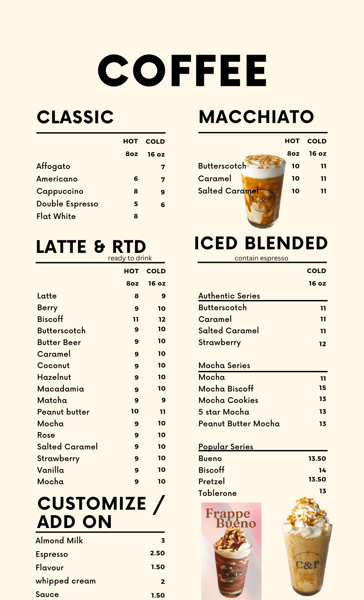Menu C&P Coffee Bangi - C&P Coffee Company