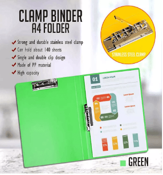 Clamp Folder Double Clip Green - Comcard
