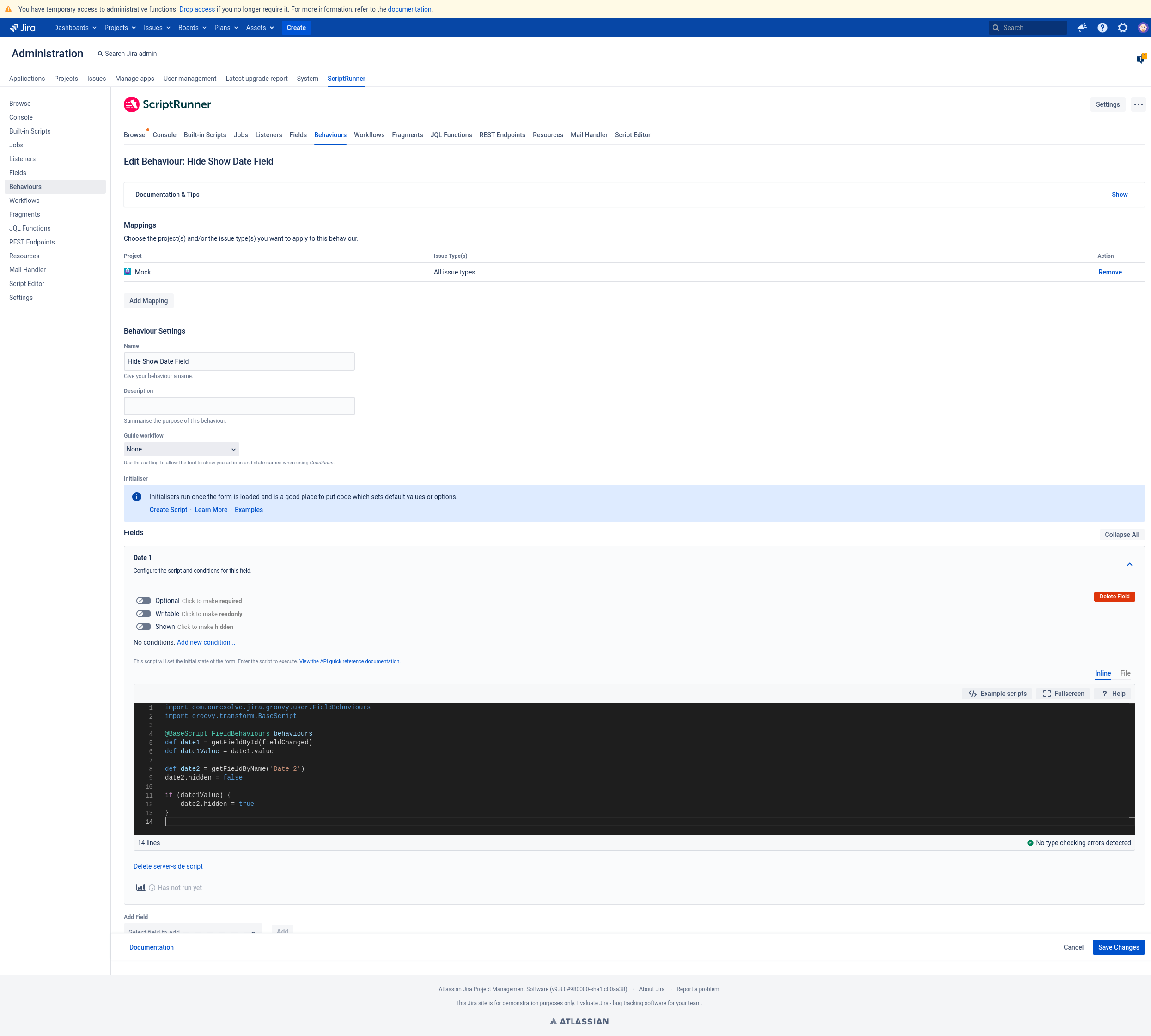 Solved With Scriptrunner Behaviour Hide A Date Field Ba