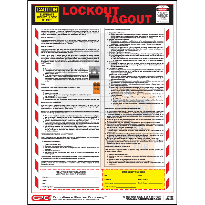 Osha Lockout Tagout Poster Compliance Poster Company