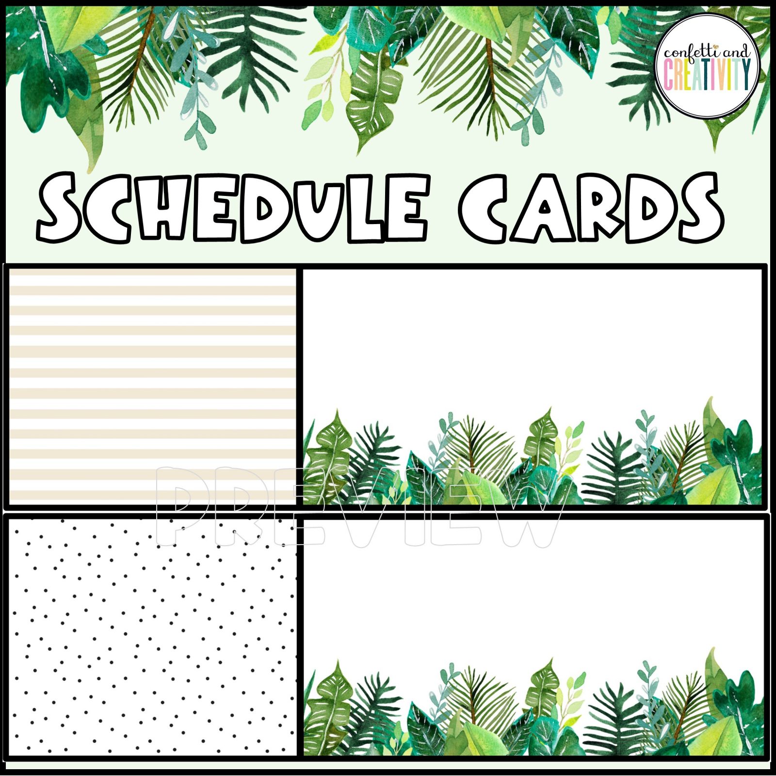 Tropical Schedule Cards | Confetti & Creativity