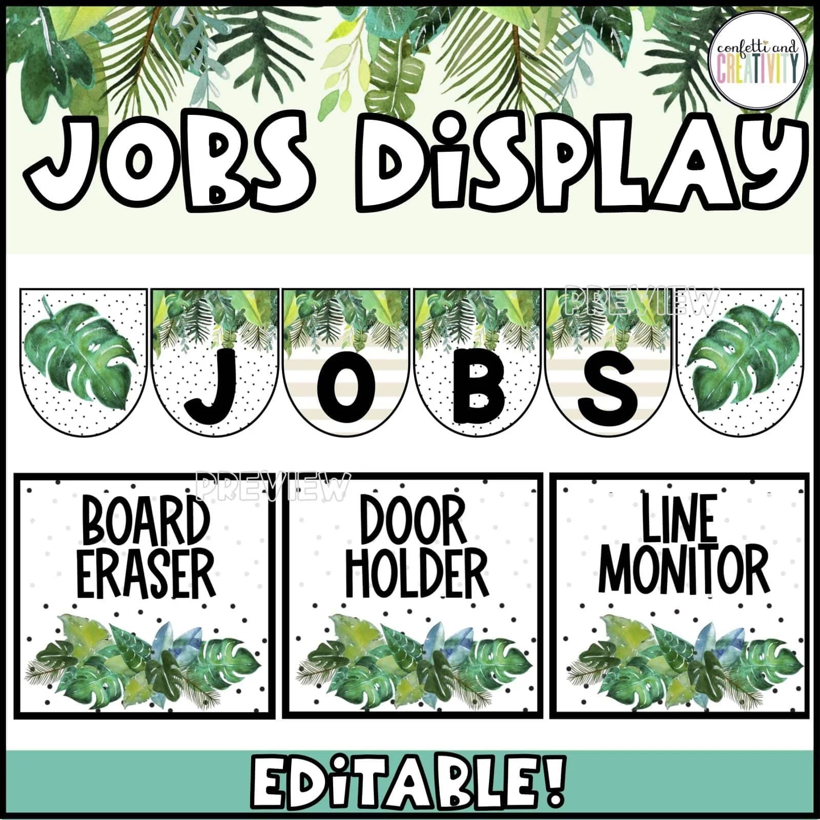 Tropical Job Cards and Banner | Confetti & Creativity