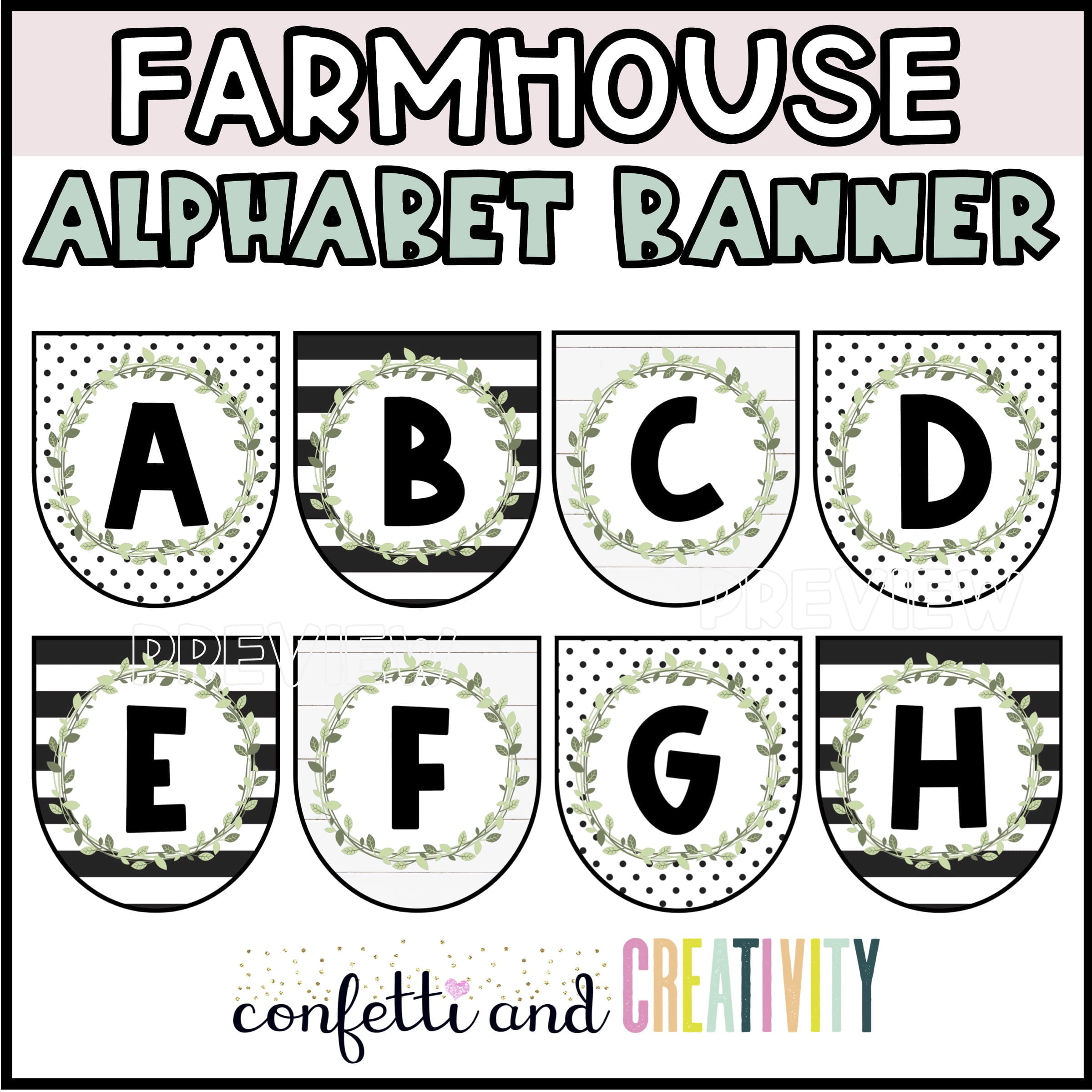 Farmhouse Floral Alphabet Banner | Confetti & Creativity
