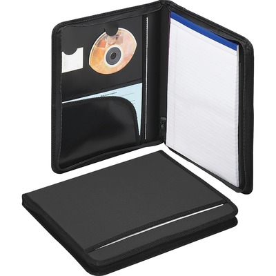 Nylon Covered Zippered Pad Folio Letter Size Pad Black | Browseverse