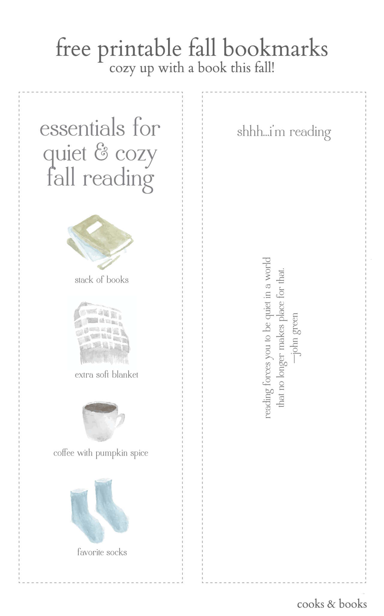 Free and cute printable fall bookmarks