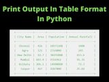 Print Output In Table Format In Python Copyassignment