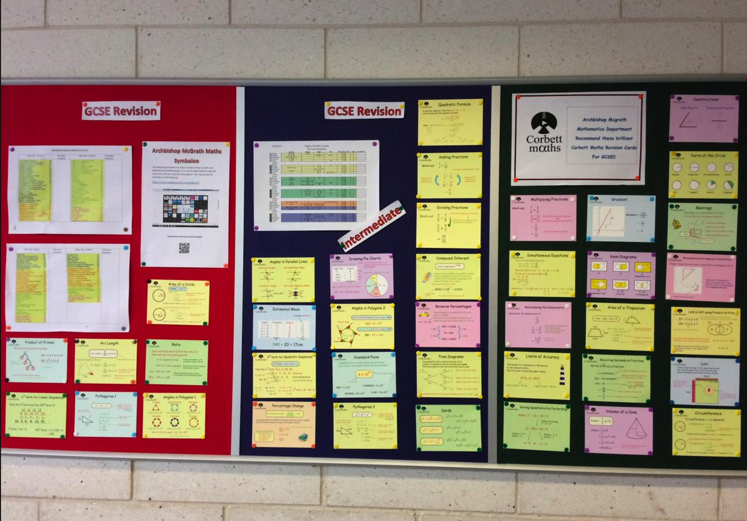 Revision Card Displays | Corbettmaths