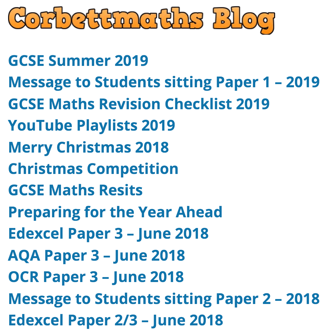 Blog – Corbettmaths