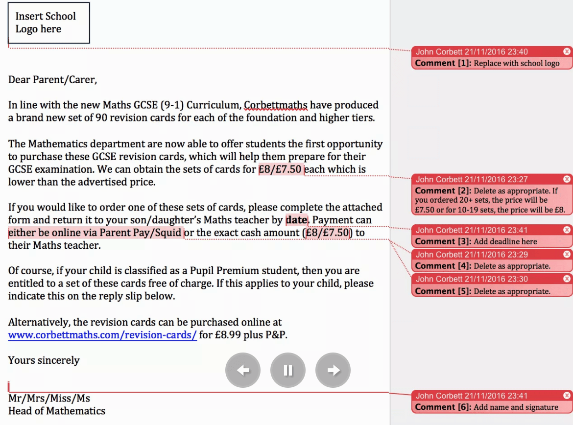 Revision Cards – Corbettmaths
