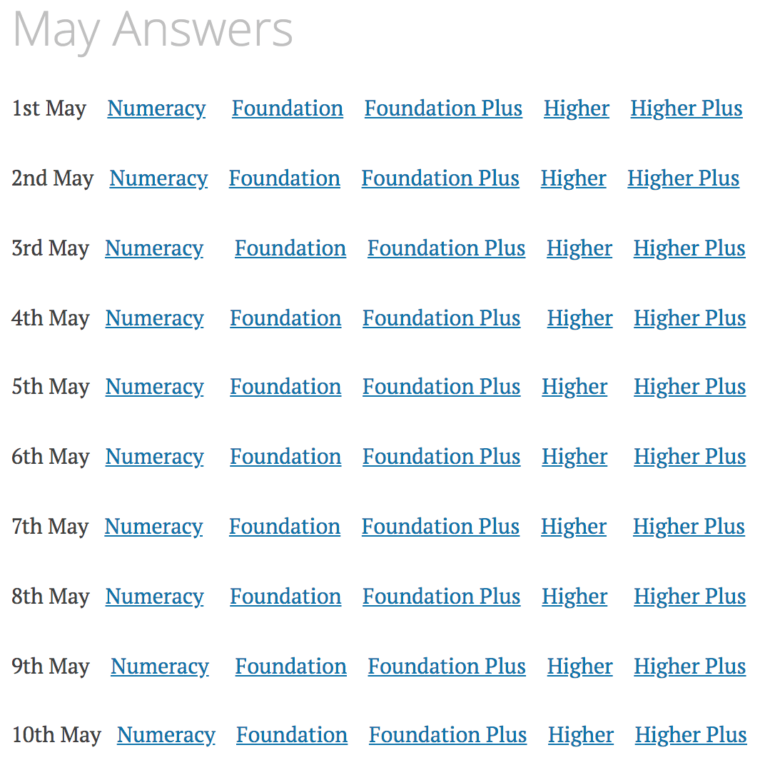 May Answers – Corbettmaths