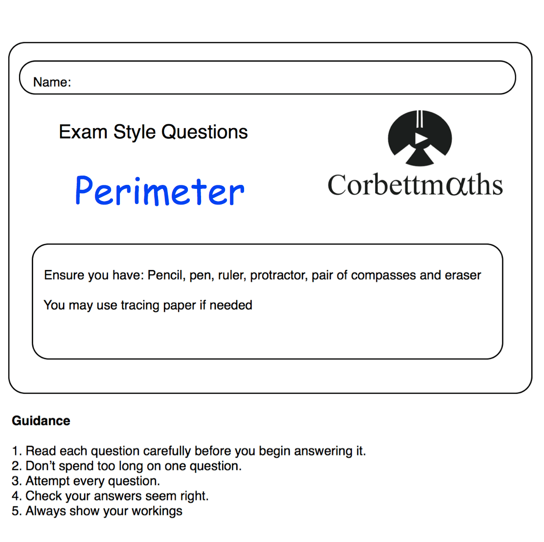 Perimeter Practice Questions – Corbettmaths