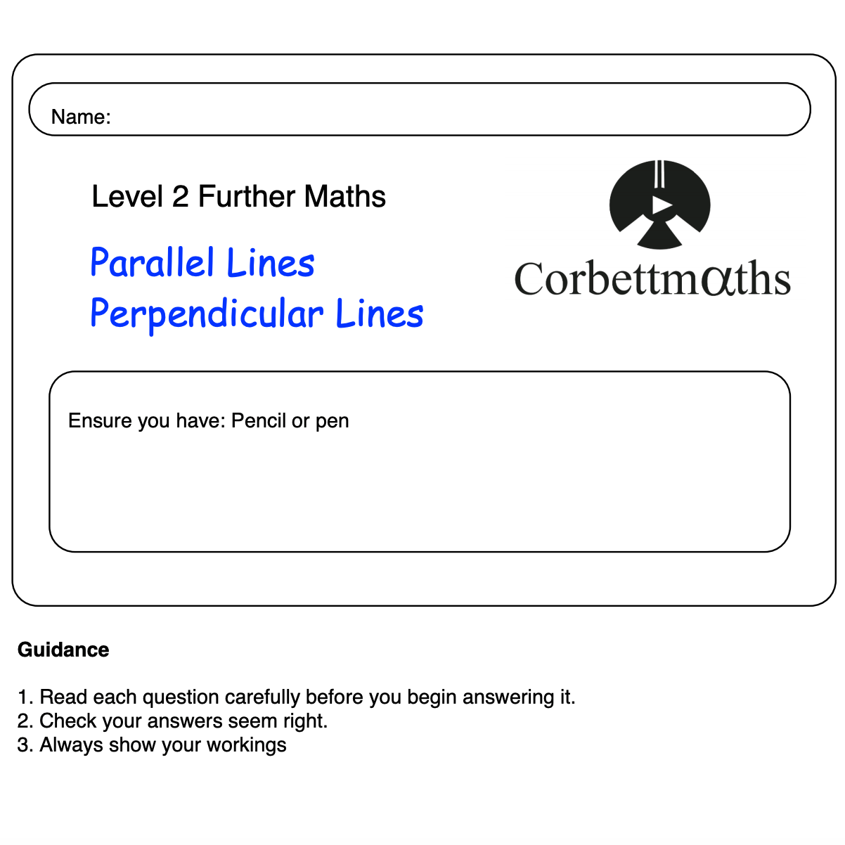 FM Parallel and Perpendicular Lines Questions – Corbettmaths