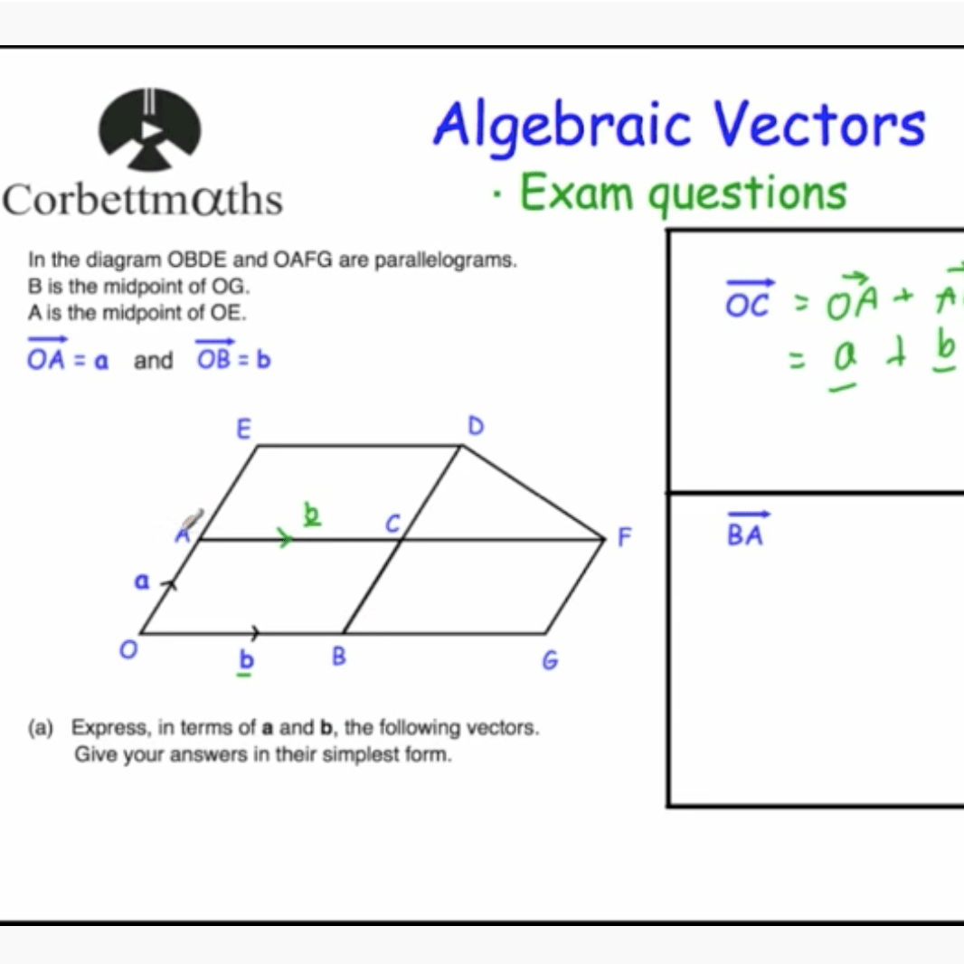 Vectors Videos – Corbettmaths