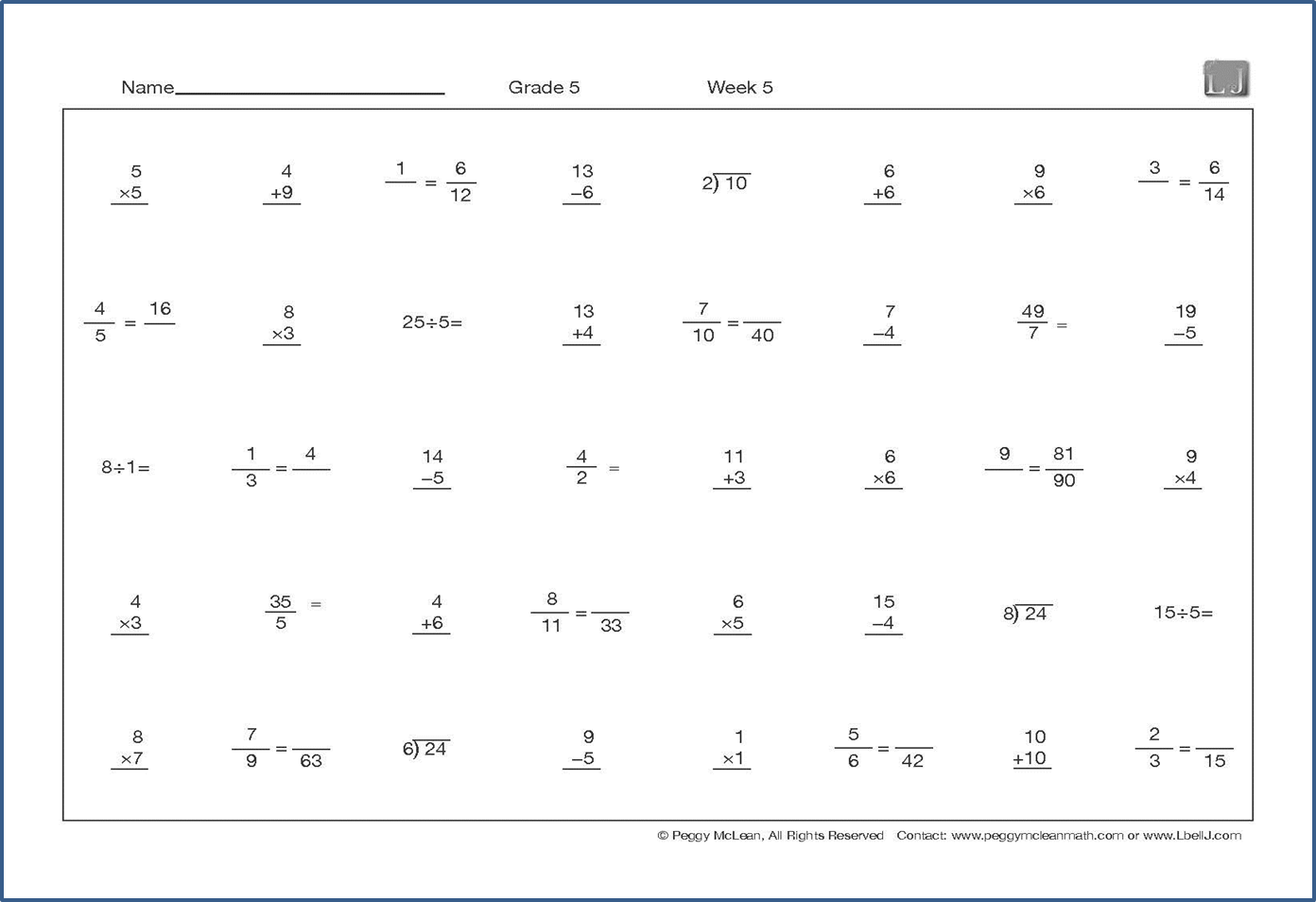 Grade 5 Math Fluency Quiz - Corwin Connect