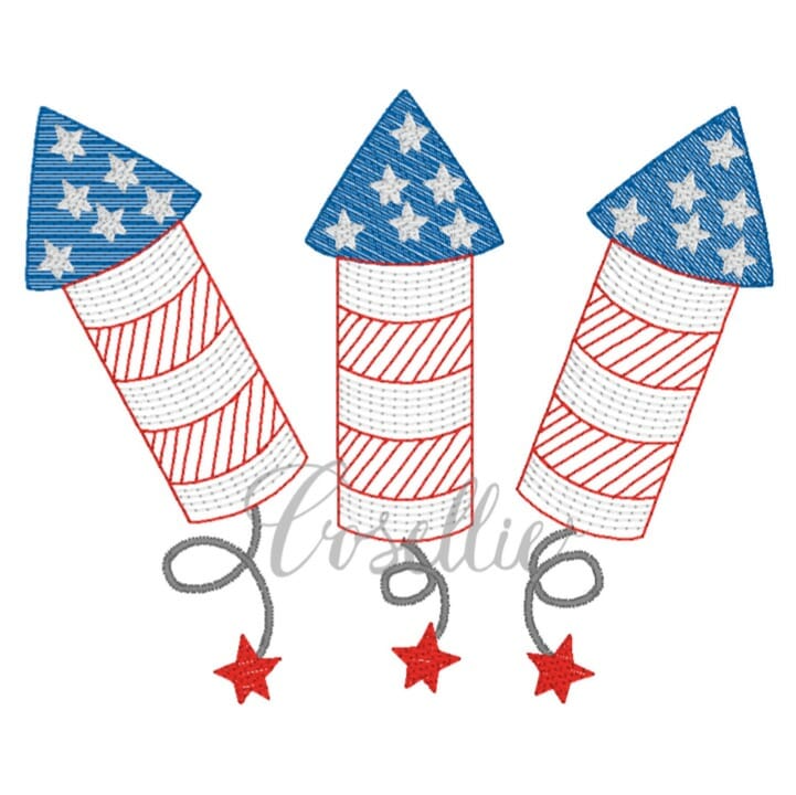 Firecracker rockets embroidery design | July 4th design | Cosellie