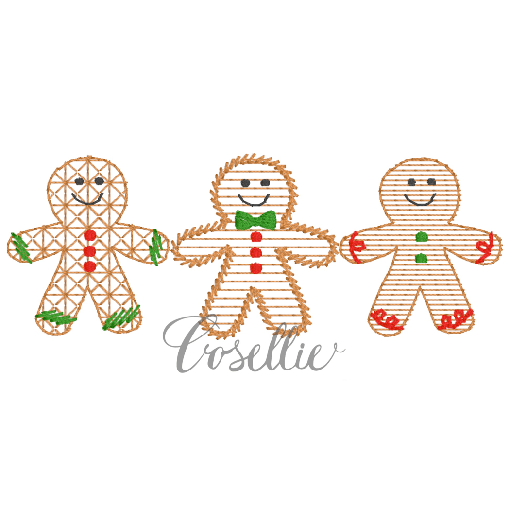 Gingerbread boys embroidery design | Embroidery design | Cosellie