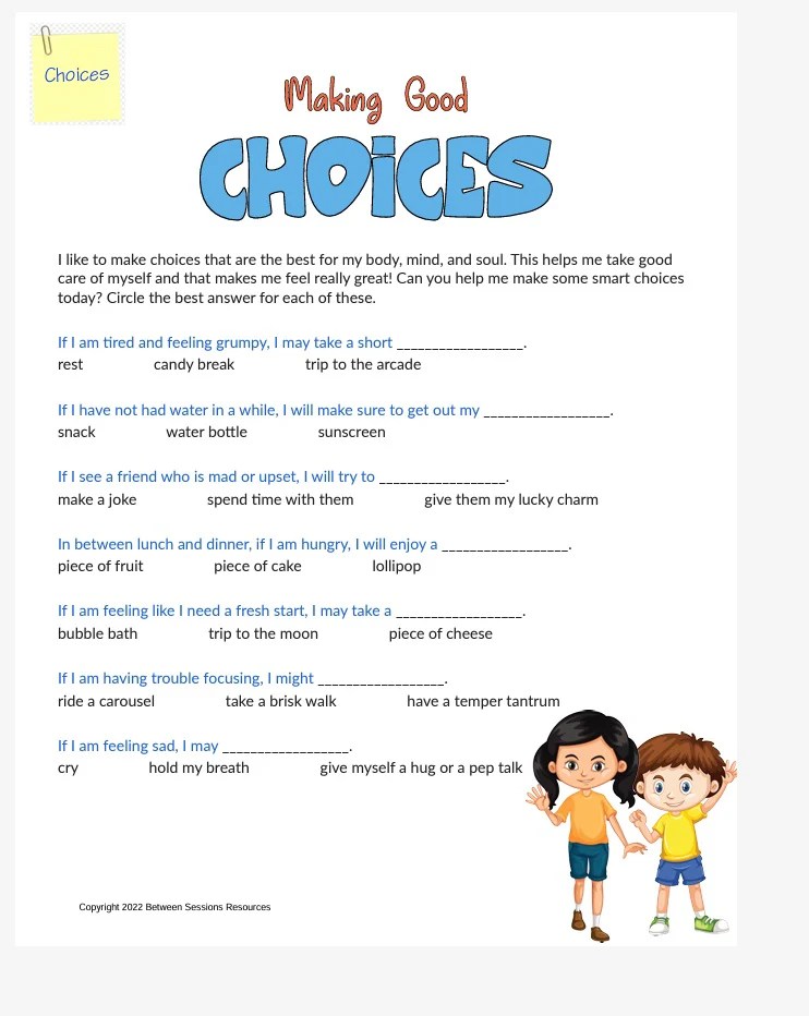 Making Good Choices Worksheet