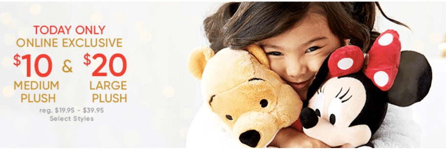 Disney Store: Plush Characters $10-$20 + FREE Shipping