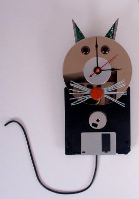 Cat-Clock made from recycled computer parts - Boing Boing