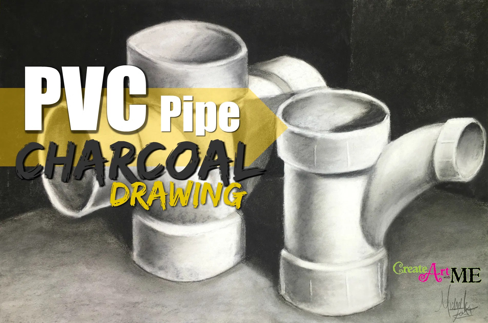 PVC Pipe Charcoal Drawing - Create Art with ME