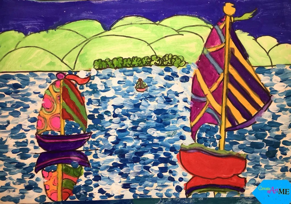 Space and Monet Sailboats Art Lesson - Create Art with ME