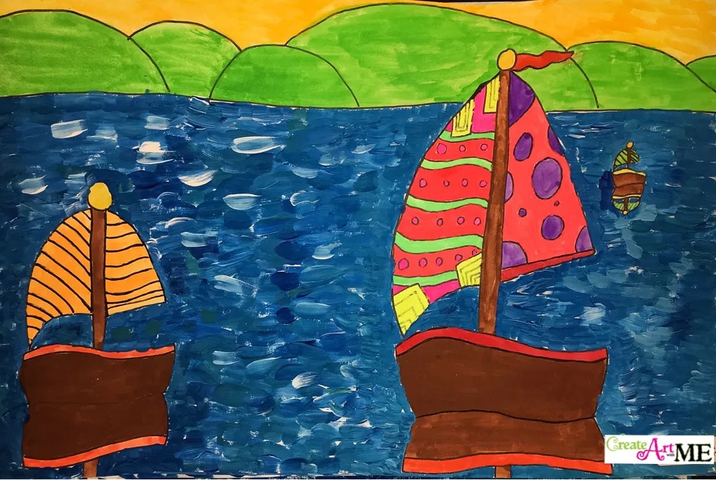 Space and Monet Sailboats Art Lesson - Create Art with ME