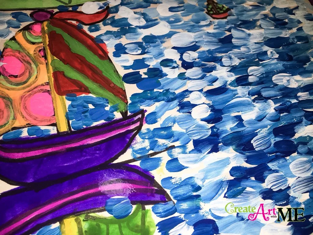 Space and Claude Monet Sailboat Art Lesson - Create Art with ME