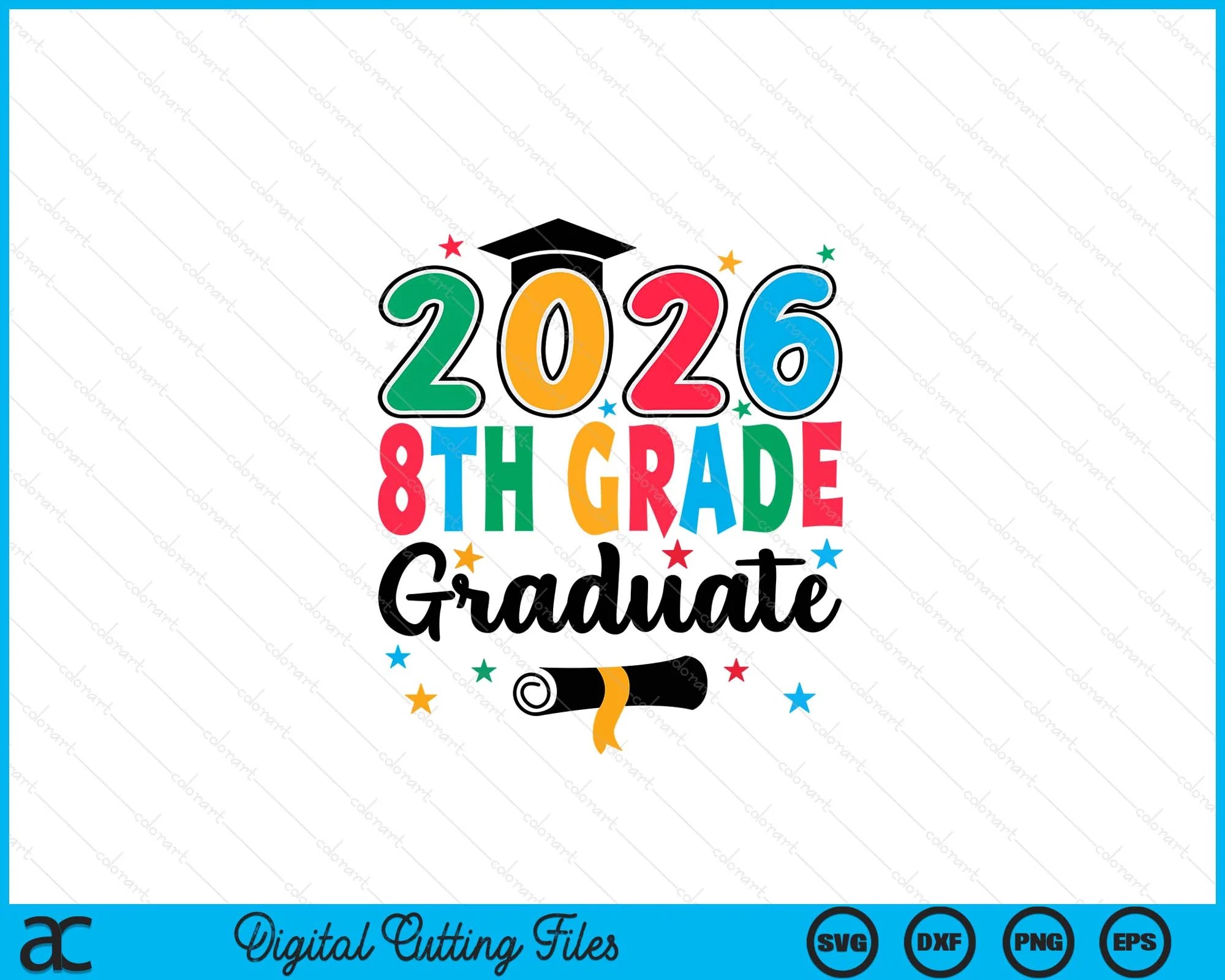 Class 2026 8th Grade Graduate Preschool Graduation Svg Cutting Files