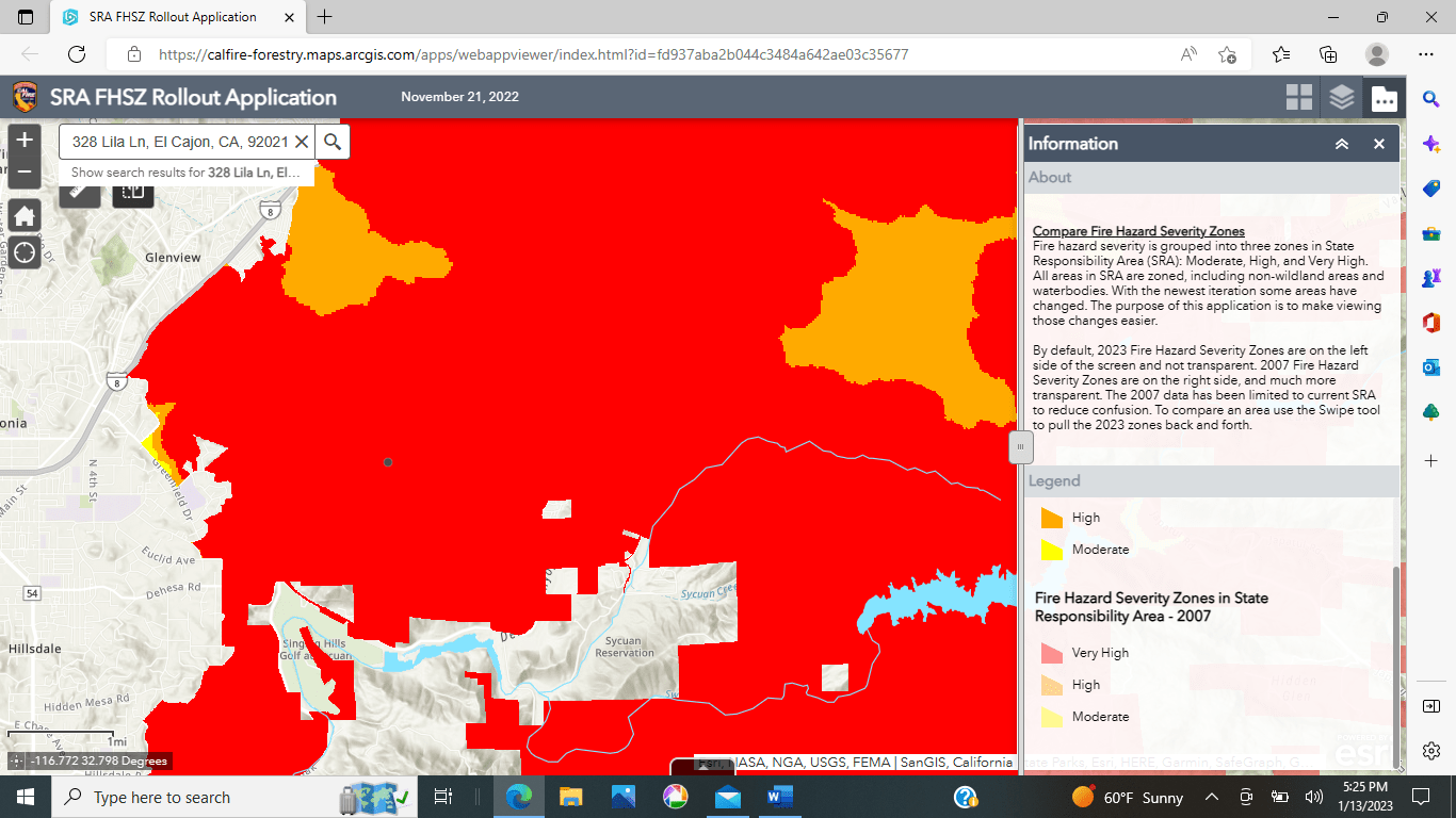 CFSF Fire Hazard Zone Map - Crest, California
