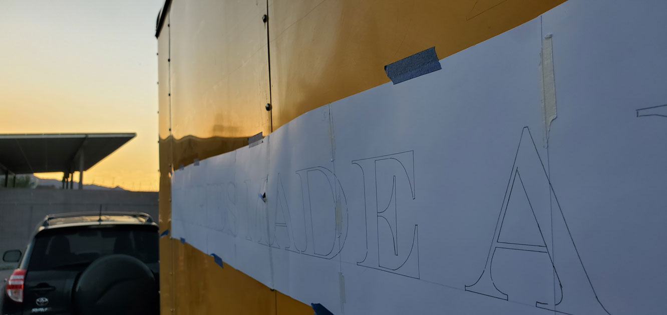 Hand Painted Logo on Tucson Catering Trailer - Crossroads Calligraphy®