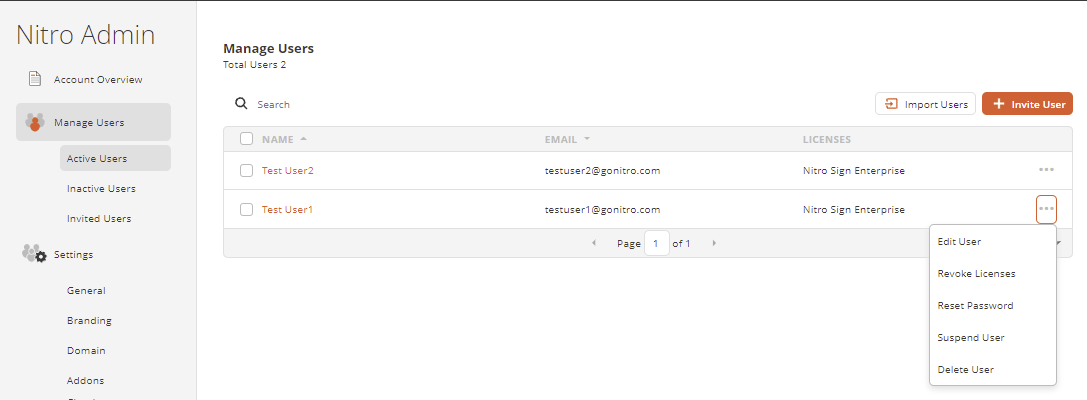 3. Global Administrators of your Nitro Sign Team can perform the ...