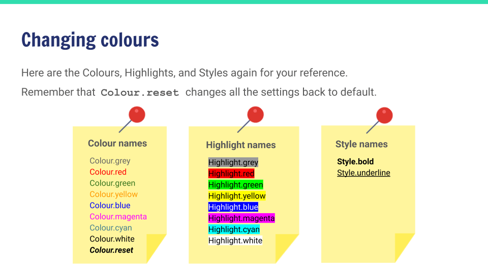 Introduction Colours Reference