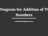 C Program For Addition Of Two Numbers