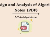 Design And Analysis Of Algorithm Notes Download Pdf