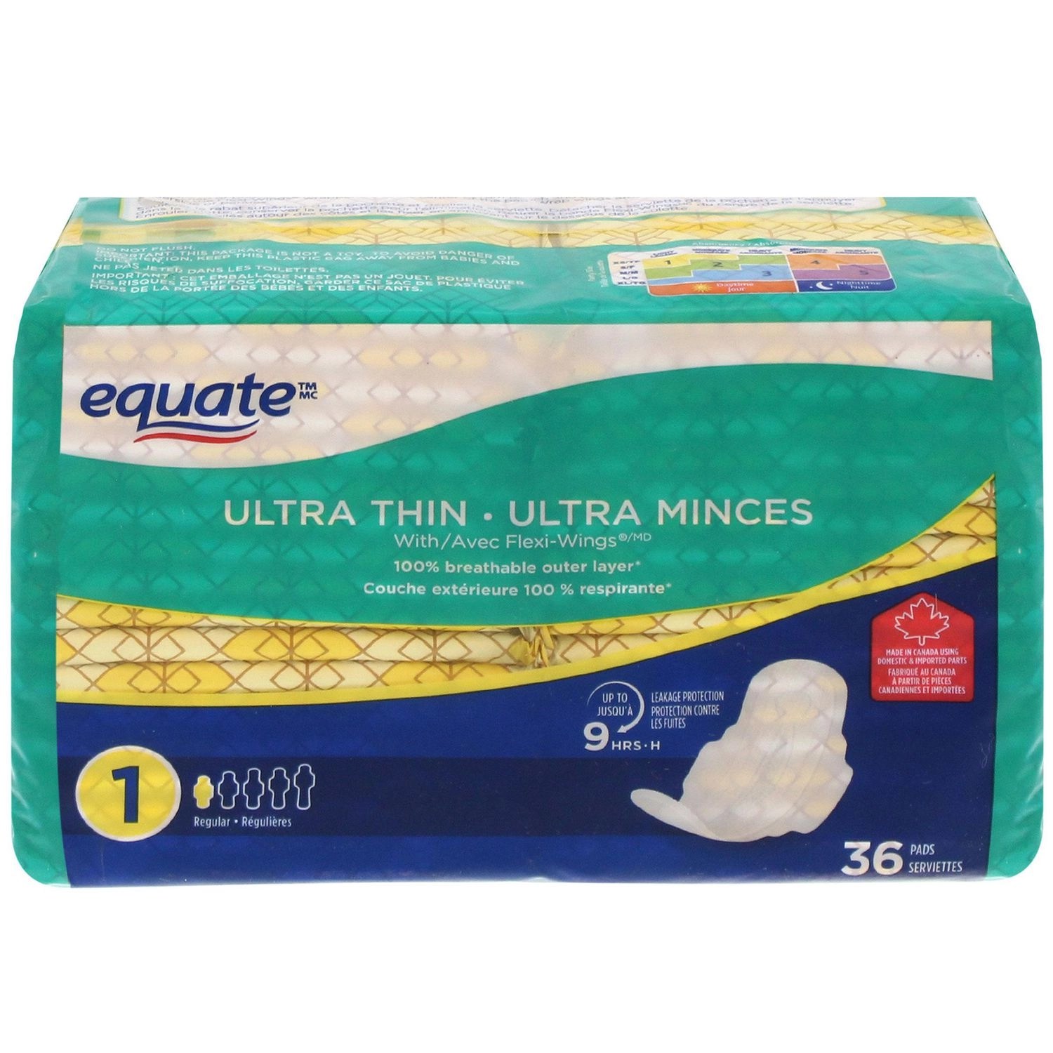 Equate Ultra Thin Regular Maxi Pads With Flexi-Wings - CTC Health