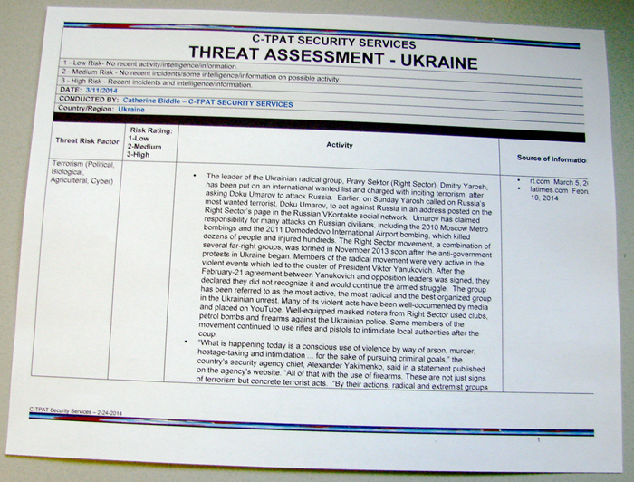 THREAT ASSESSMENTS - C-TPAT Security Services : C-TPAT Security Services