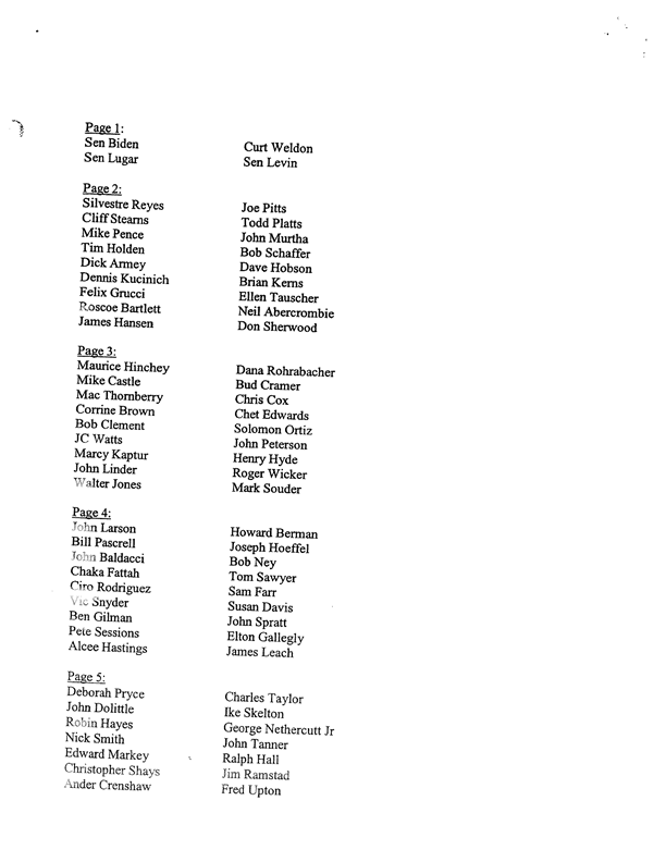 Letters - Curt Weldon