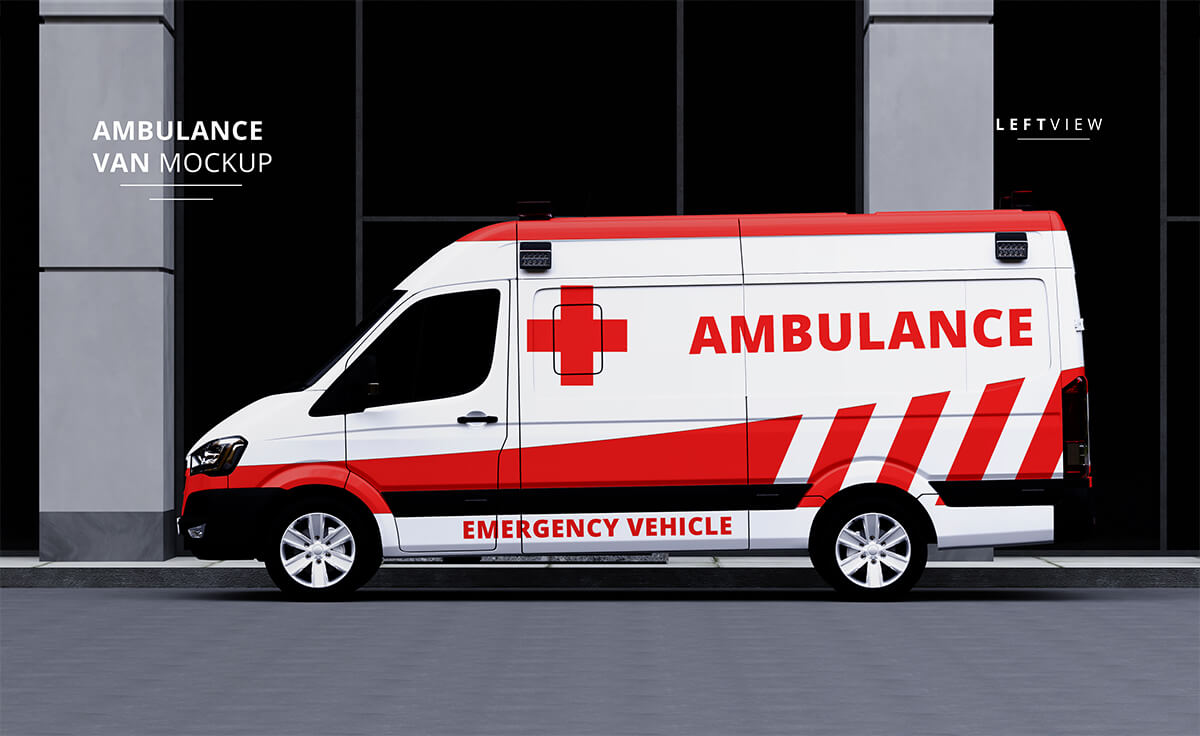 Ambulance Car Mockup psd Free Download - CUSTOM EPISODE