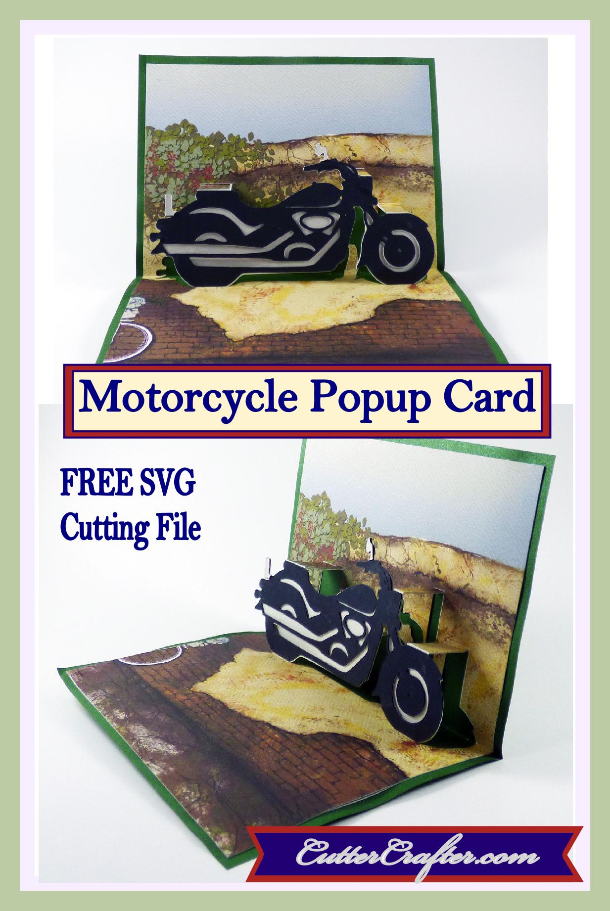 Make a Motorcycle Popup Card with the Free SVG file at CutterCrafter.com