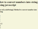 How To Convert Numbers Into String Using Javascript Tpoint Tech