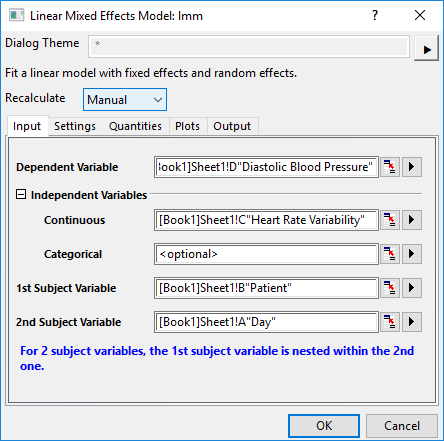 Help Online Apps Linear Mixed Effects Model Pro