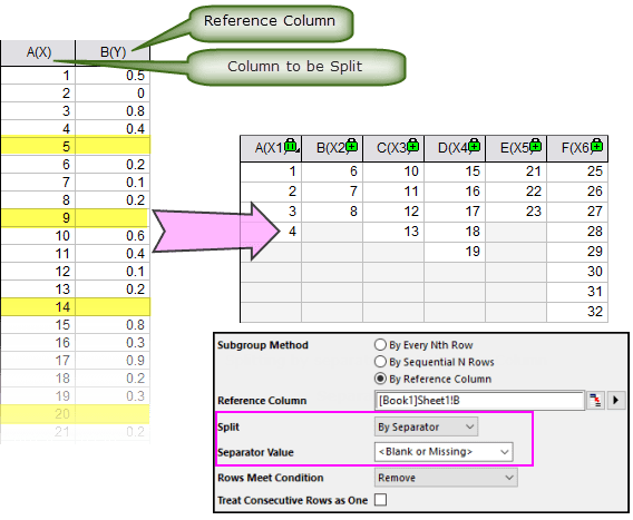 Help Online Origin Help Split Columns