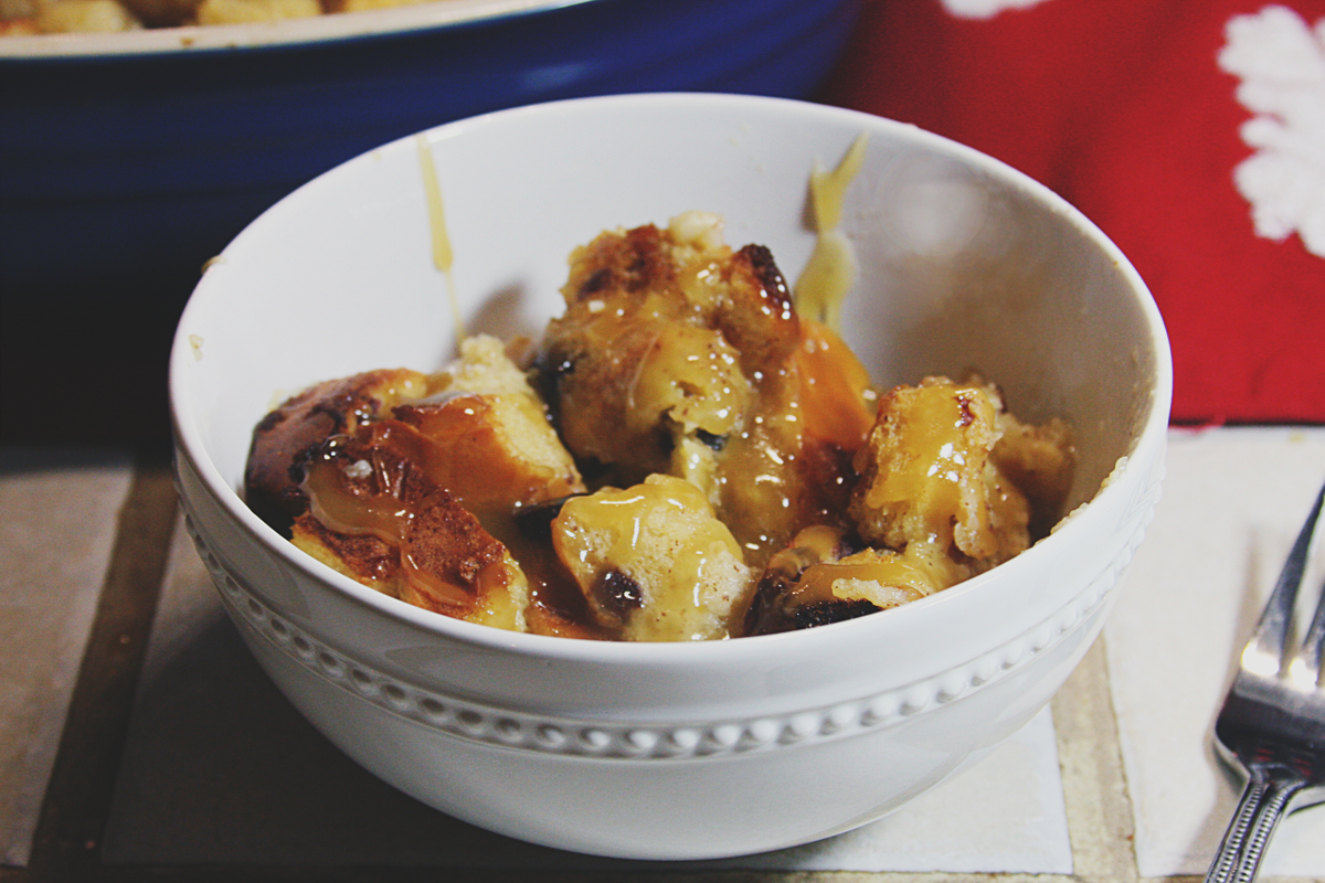 Cranberry Orange Bread Pudding with Vanilla Rum Sauce - Daily Ciabatta