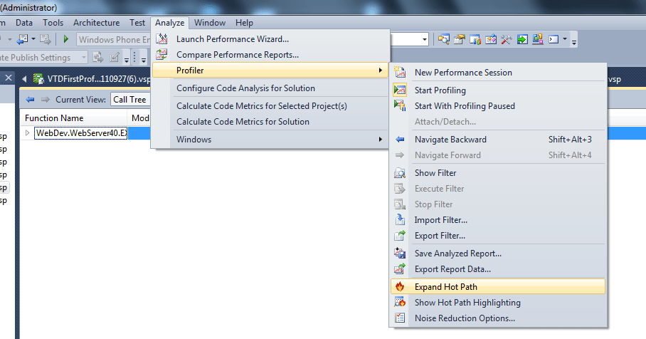 Highlighting Execution Hot Path In Visual Studio 2010 Profiler Call Tree Daily NET Tips highlighting-execution-hot-path-in-visual-studio-2010-profiler-call-tree-daily-net-tips