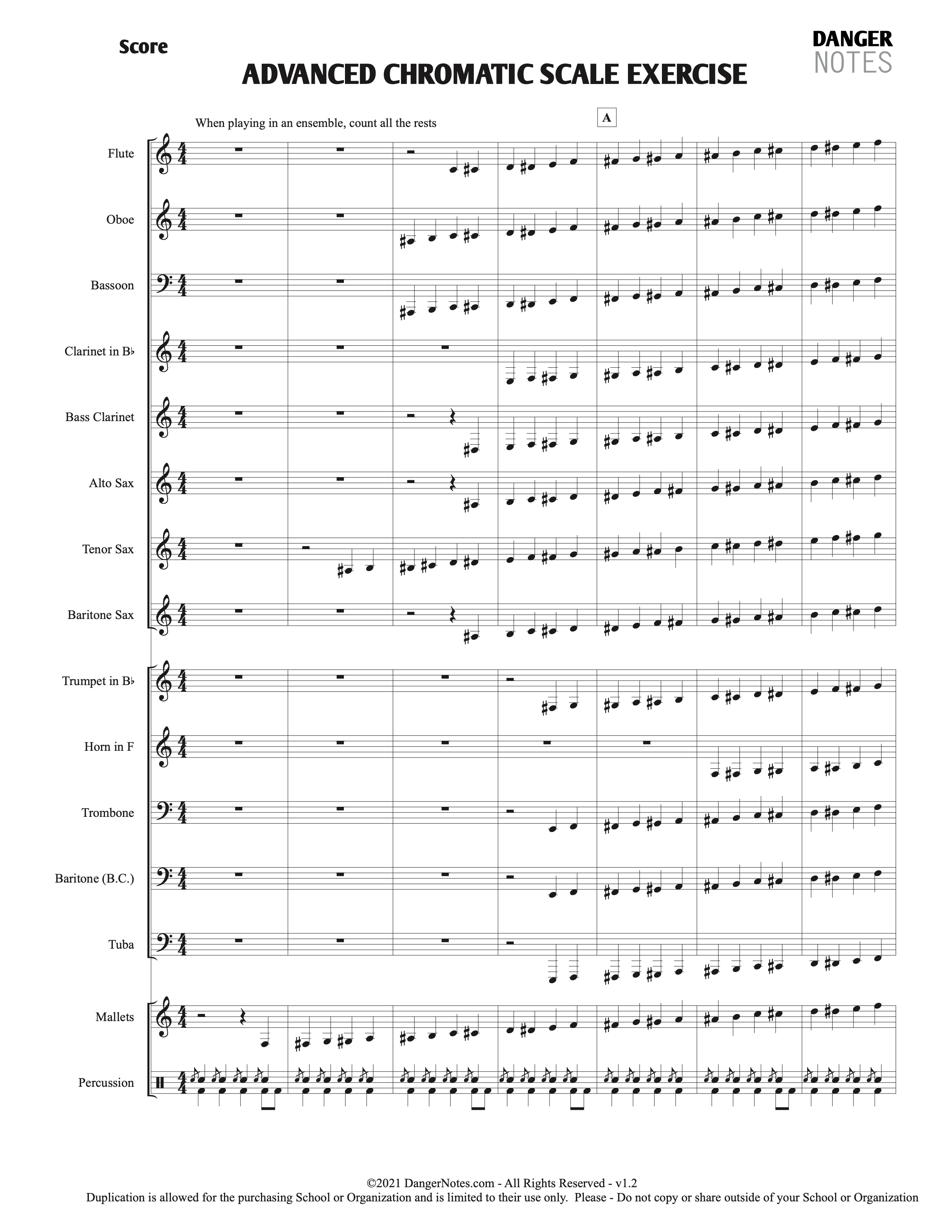 Advanced Chromatic Scale Exercise - Danger Notes - Concert Band Method