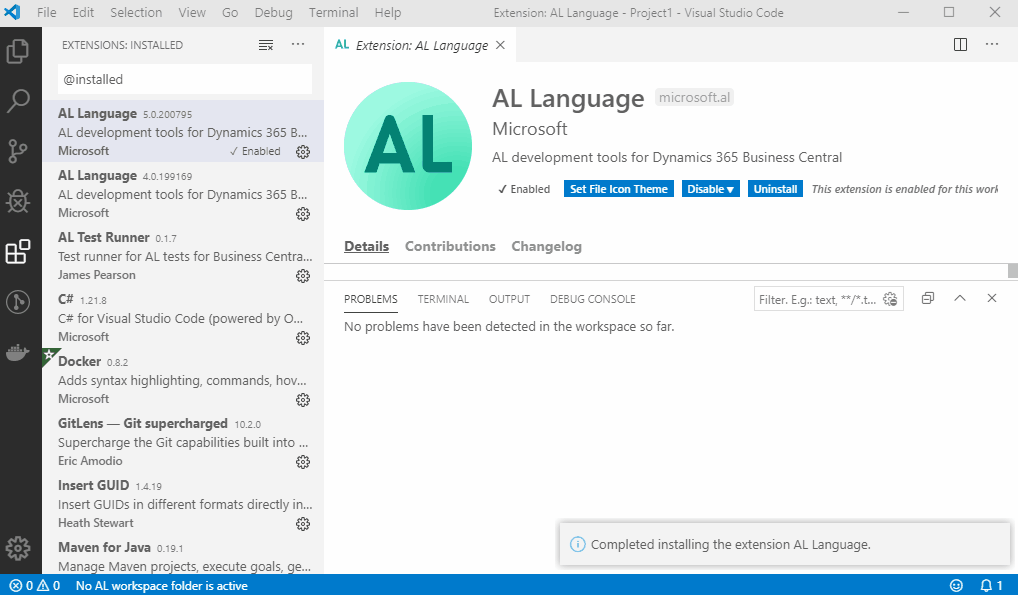 Managing AL Language extensions per workspace | Dan Kinsella