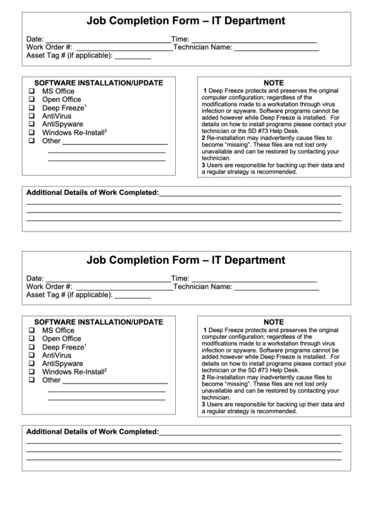 Service Completion Form - ServiceForm.net