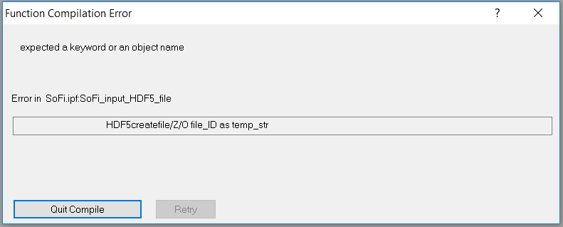HDF 5 Igor error message - Datalystica