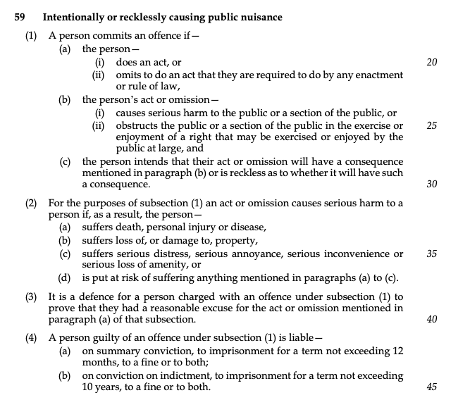 The proposed new clause 59 offence of ‘intentionally or recklessly ...