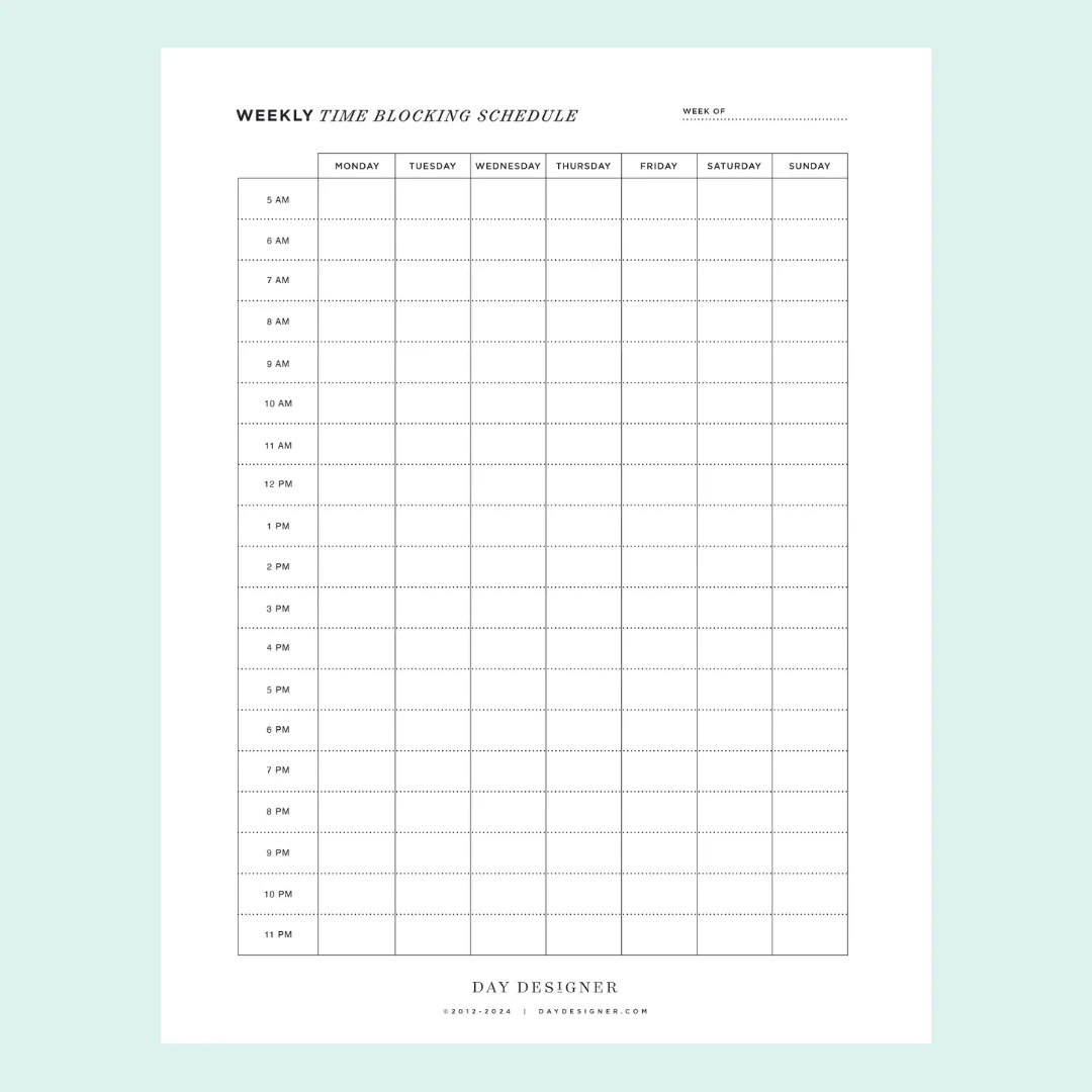 Blocking Chart Template